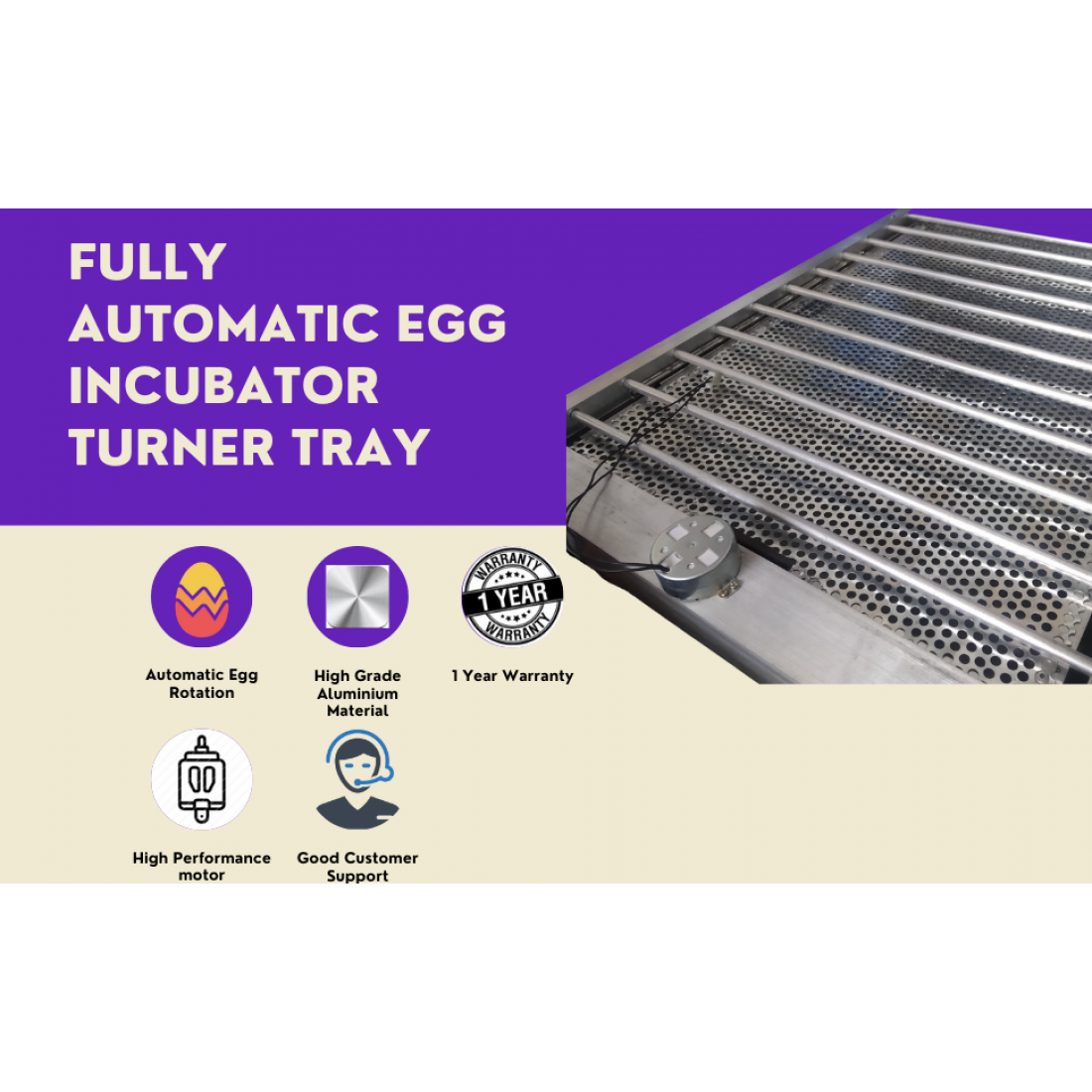 HatchPro 100 egg automatic turning tray for egg incubator machine